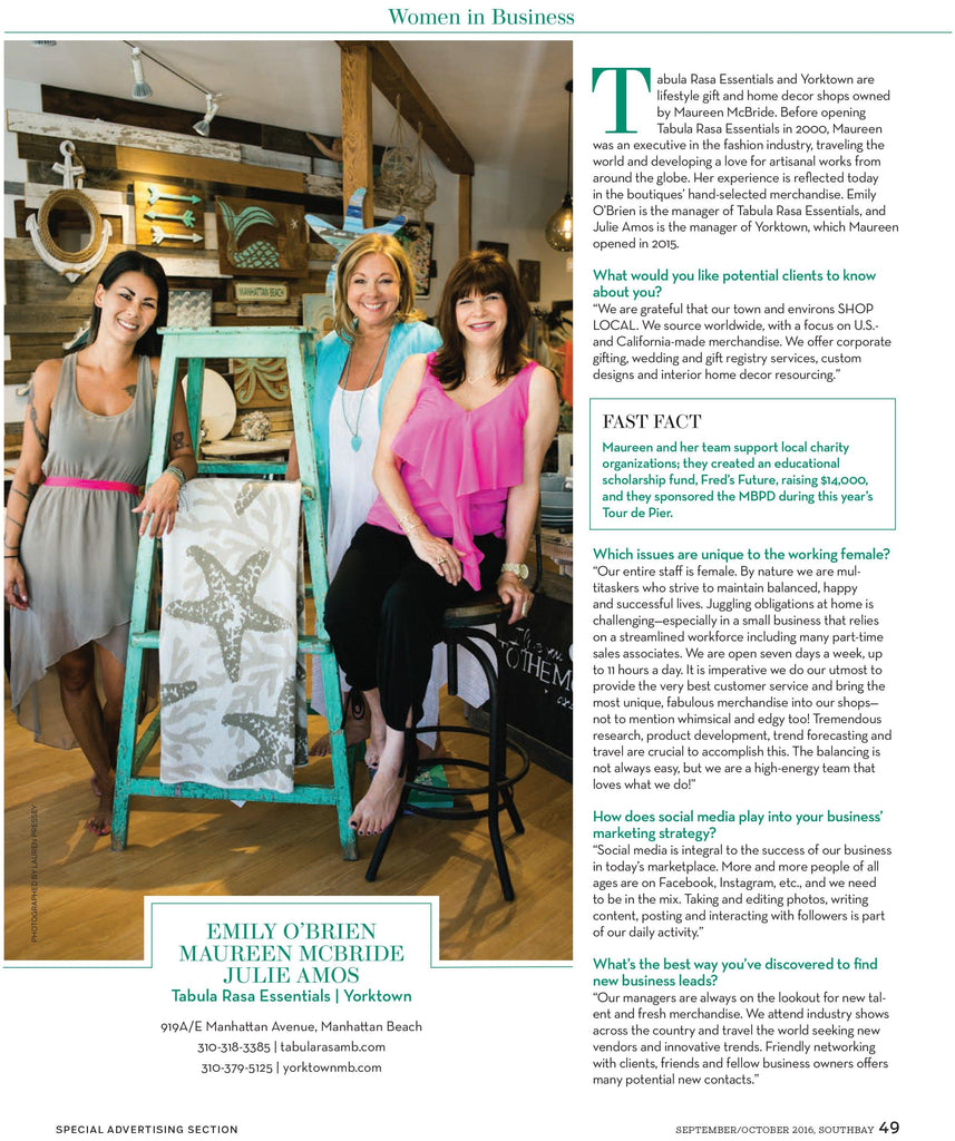 Southbay Magazine's 2016 Women In Business – Tabula Rasa Essentials